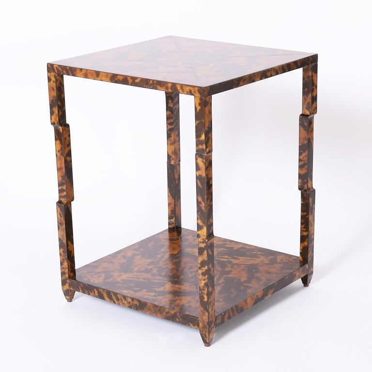 Pair of Mid-Century Faux Tortoise Stands or Tables For Sale at 1stDibs