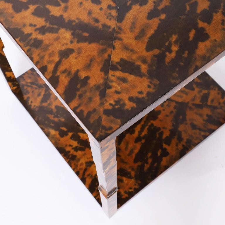 Pair of Mid-Century Faux Tortoise Stands or Tables For Sale at 1stDibs