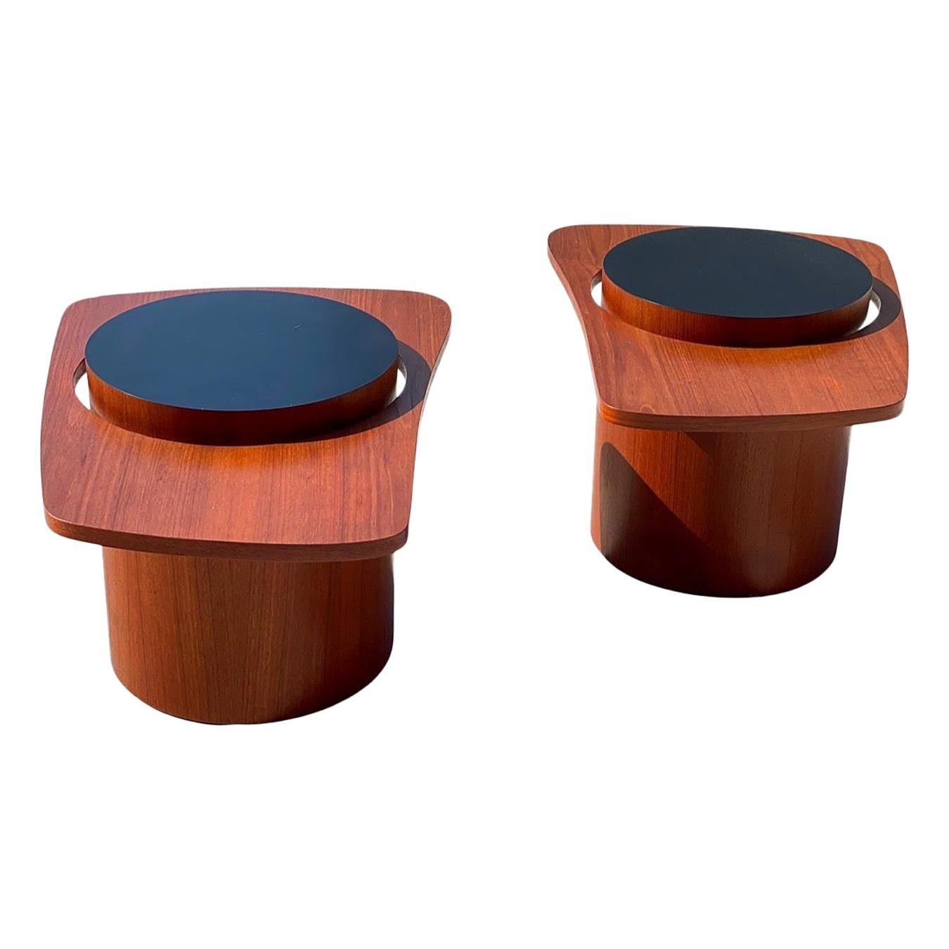 Pair of Mid Century Side Tables with tile Inserts at 1stDibs