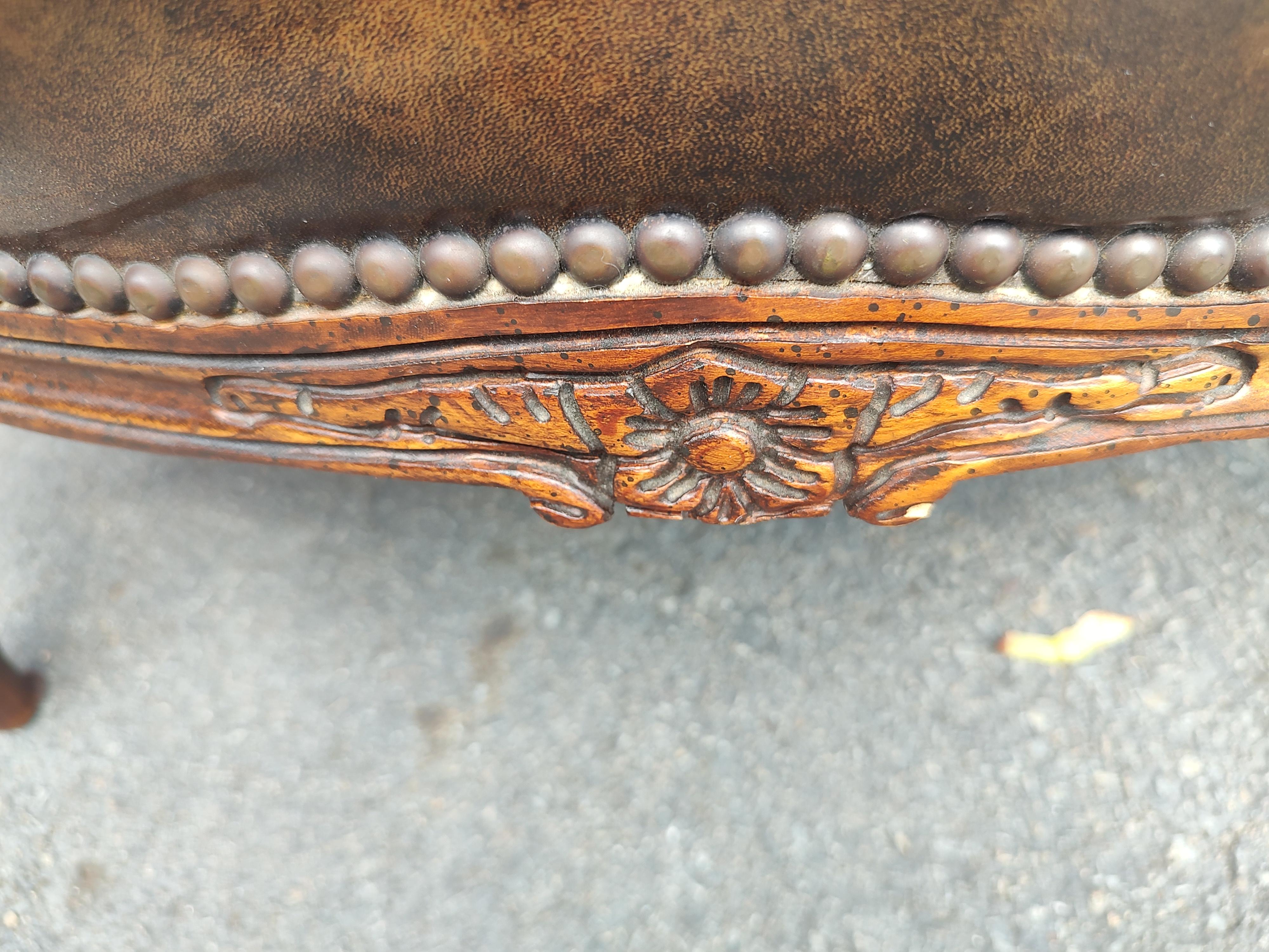 Pair of Midcentury French Bergeres in Brown Leather and Walnut 1965 For ...