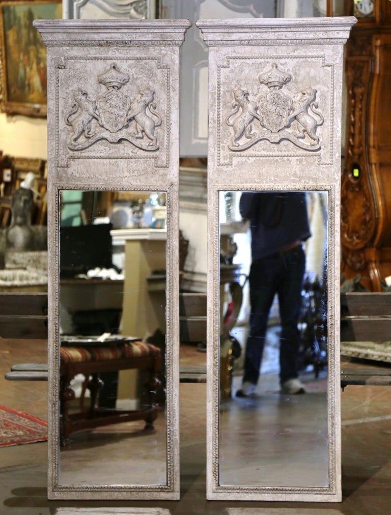 Pair of Mid-Century French Carved and Painted Trumeaux Mirrors from ...