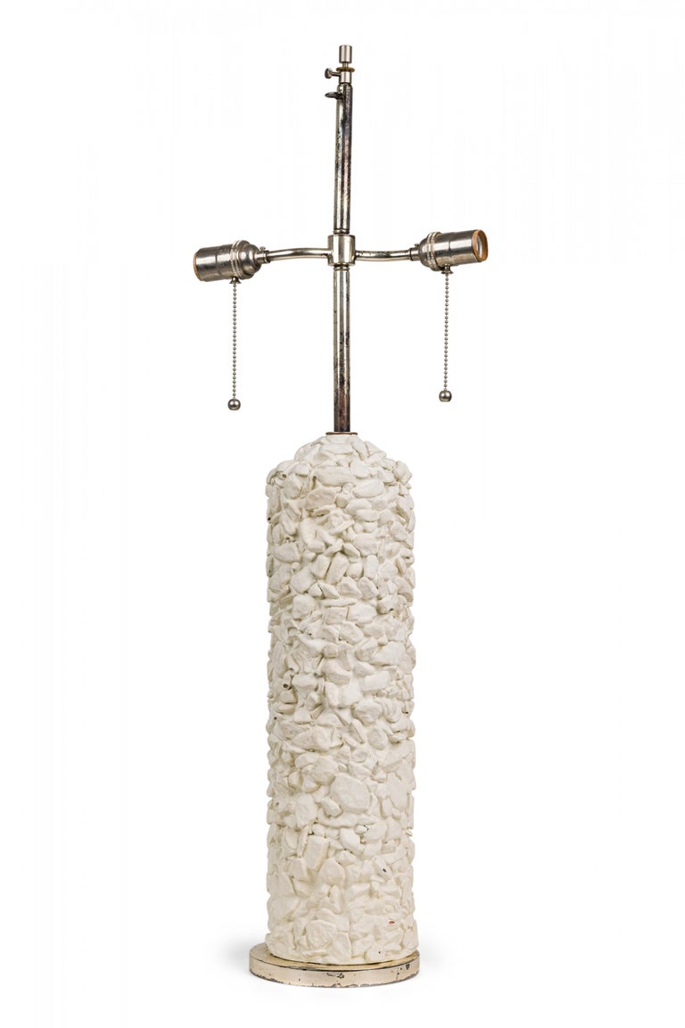 Pair of Midcentury French Plaster Pebble Table Lamps on Silver Metal ...