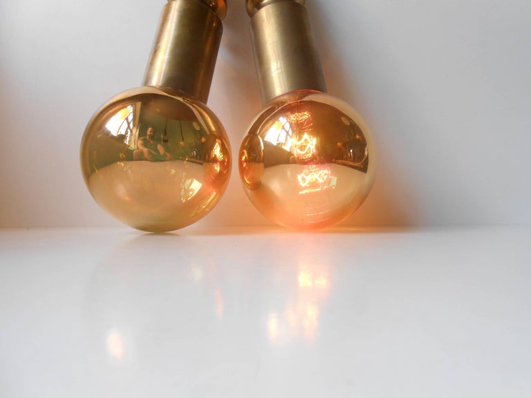 Pair of Midcentury Frimann Pendant Lights with Golden Everlasting Bulbs ...