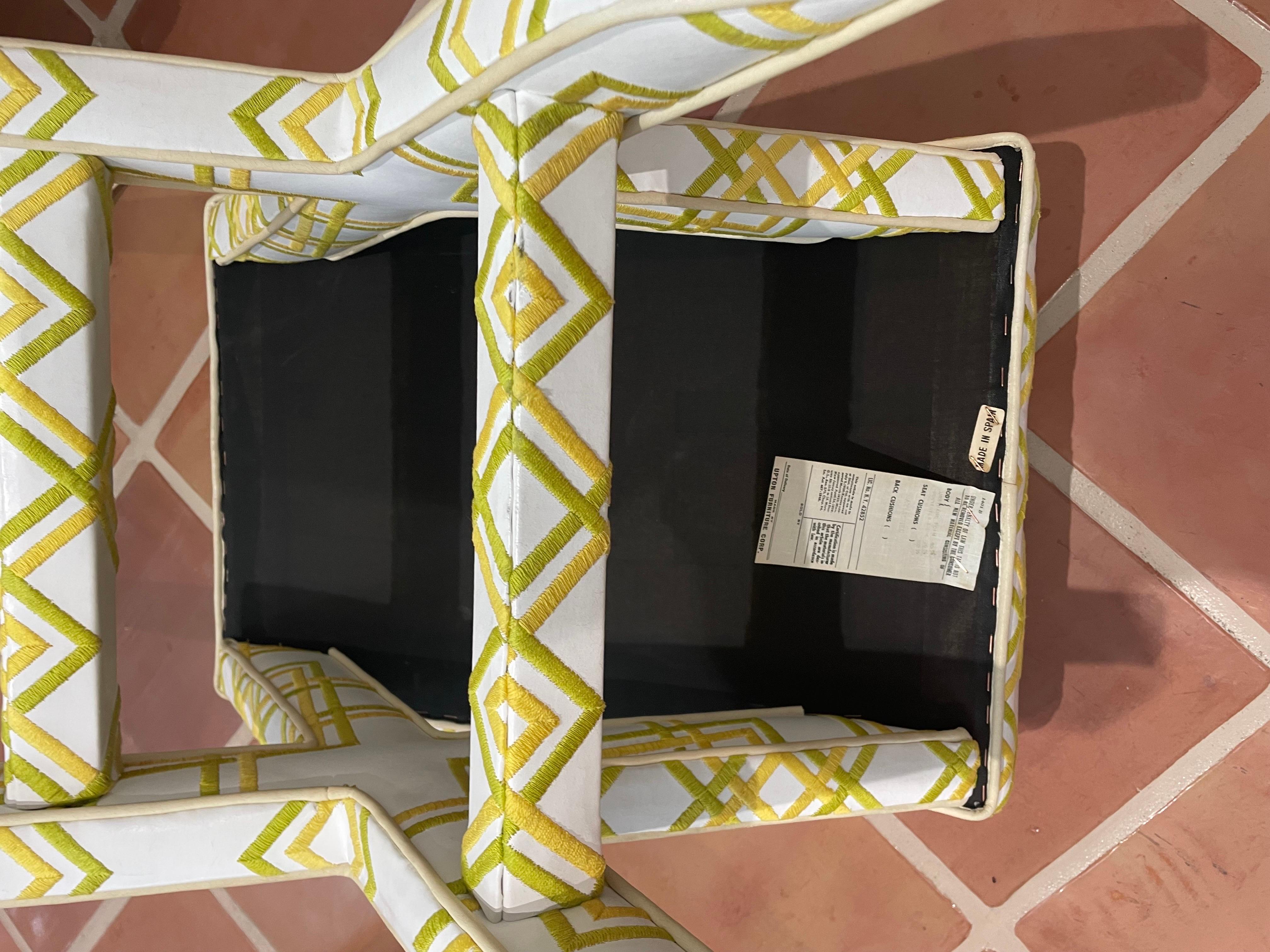 Pair of Midcentury Geometric Design X-Leg Stools For Sale at 1stDibs