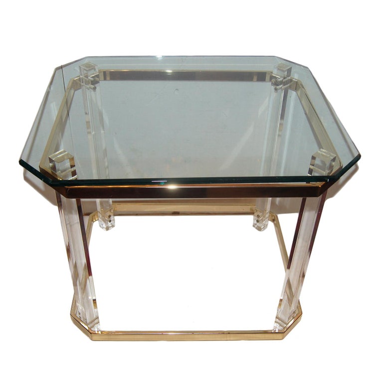 Pair of Mid-Century Glass Top Side Tables For Sale at 1stDibs