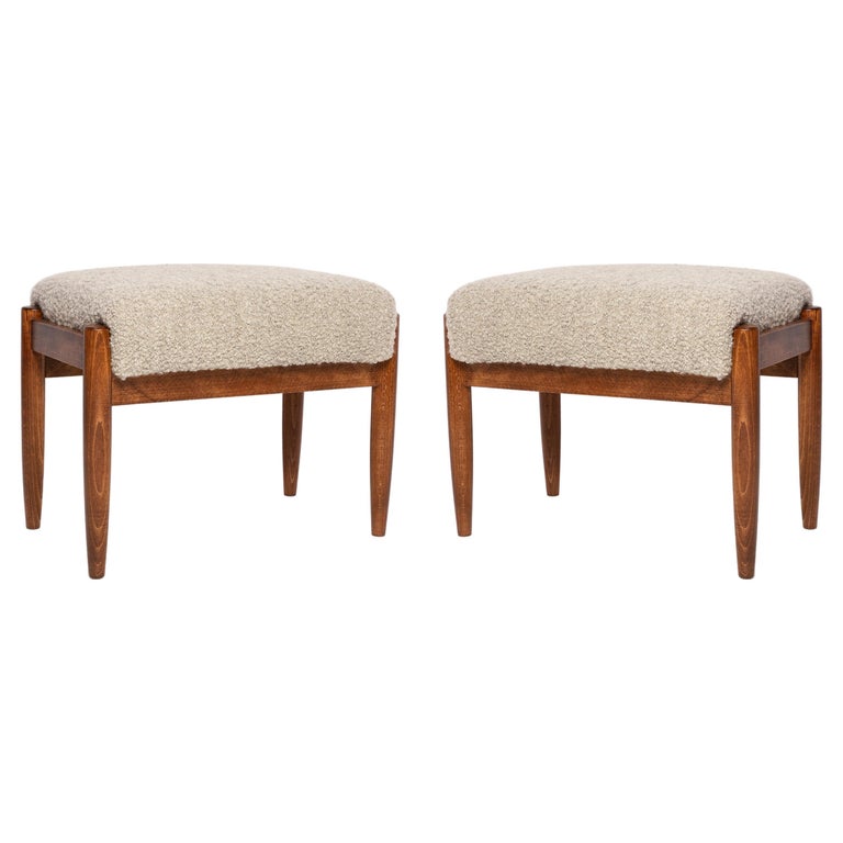 Graue Hocker aus Alpakawolle aus der Mitte des Jahrhunderts, Edmund ...