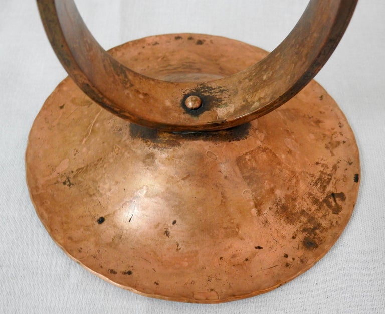 Handmade Hammered Copper Double Candlesticks, Midcentury For Sale at ...