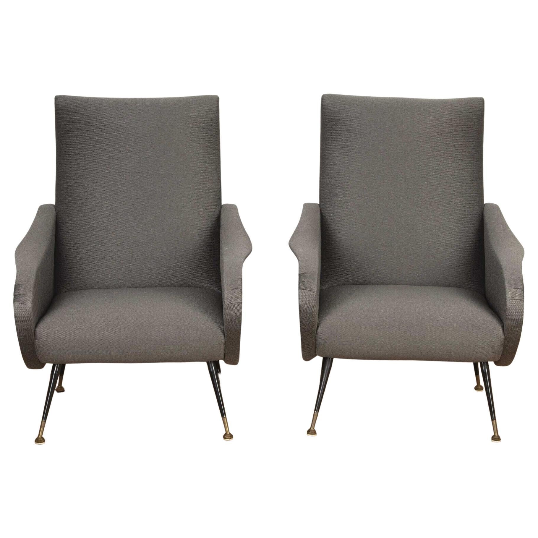 Pair of Armchairs Mid-Century Italian Design Grey Very Elegant For Sale ...