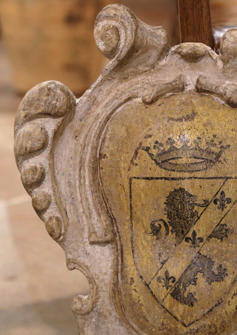 Pair of Mid-Century Italian Carved Painted Wall Hanging Coat of Arms ...