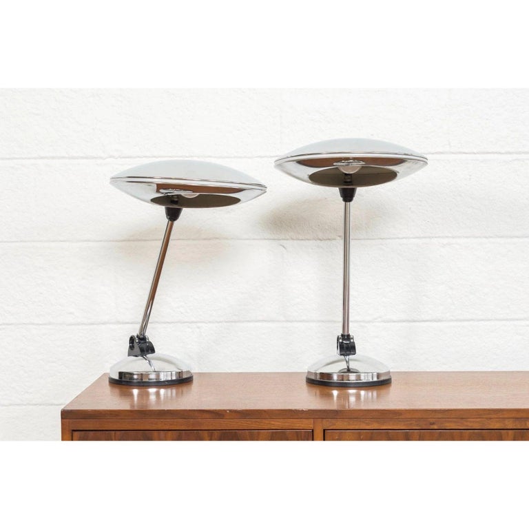 Pair of Midcentury Italian Chrome Table Lamps, 1960s For Sale at 1stDibs