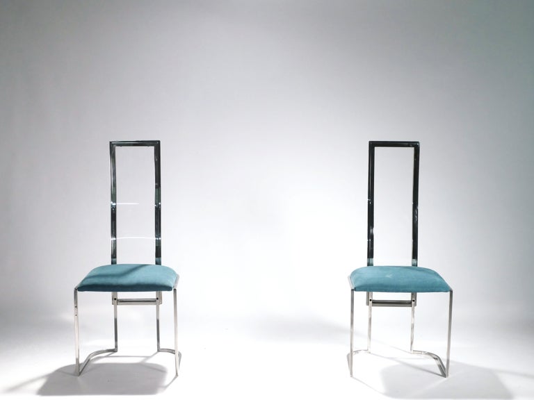 Pair of Midcentury Italian Lucite Green Chairs, 1970s For Sale at 1stDibs