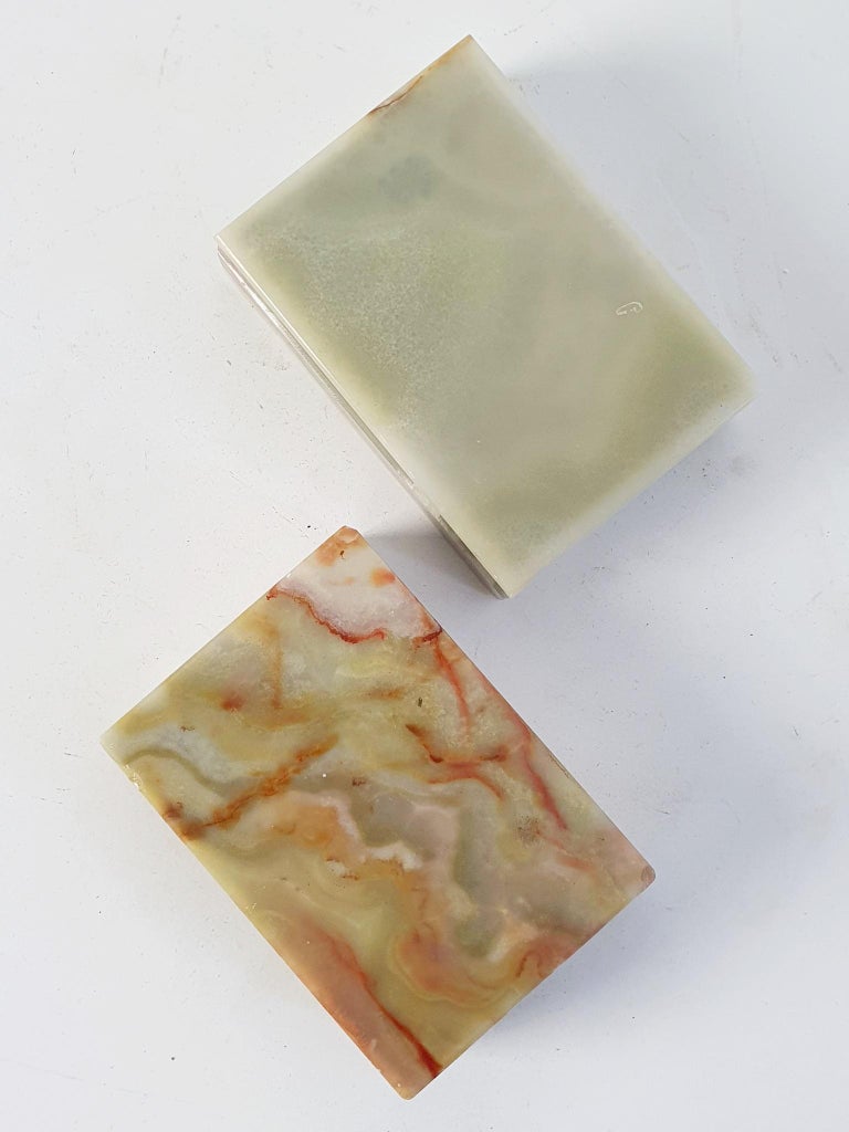 Pair of Mid Century Italian Onyx Marble Boxes For Sale at 1stDibs