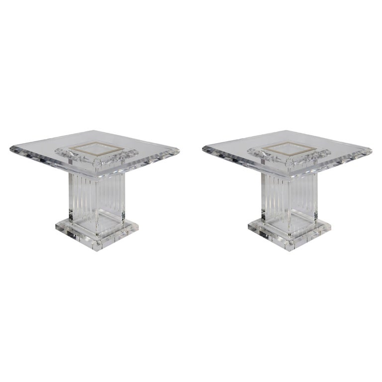 Pair of Mid-Century Italian Plexiglass Side/ Sofa Tables at 1stDibs