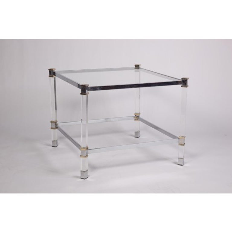 Pair of Mid-Century Karl Springer Lucite Side Tables For Sale at 1stDibs