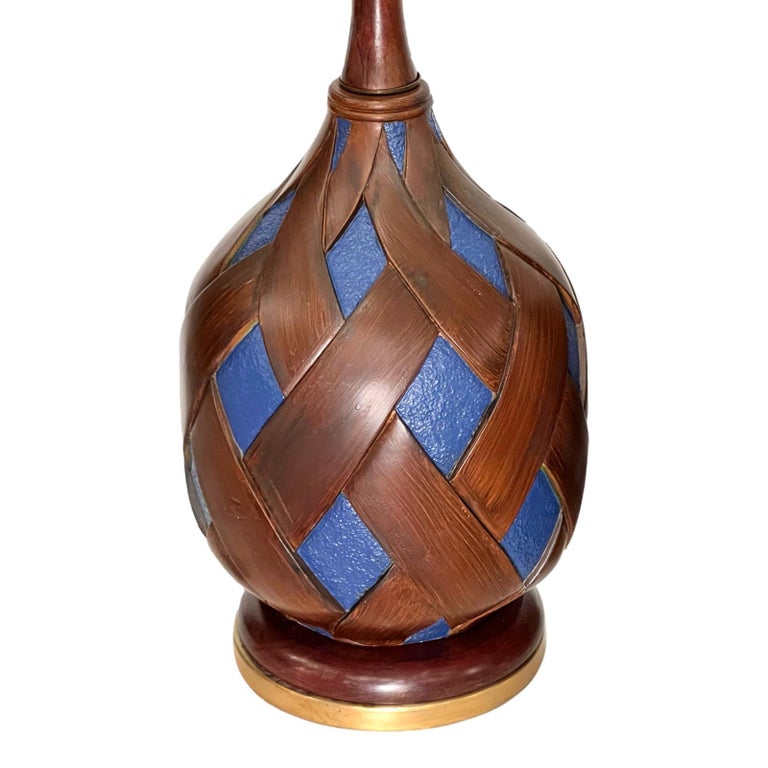 Pair of Mid Century Lattice Lamps For Sale at 1stDibs