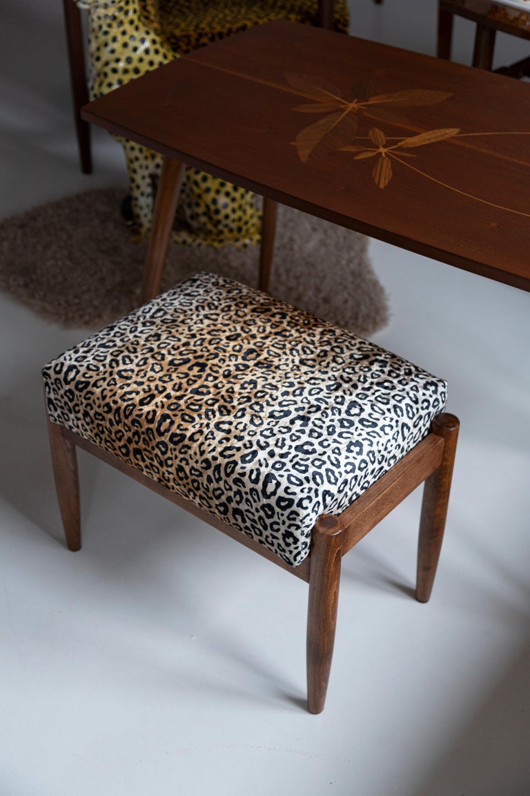 Pair of Midcentury Leopard Velvet Vintage Stools, Edmund Homa, 1960s ...
