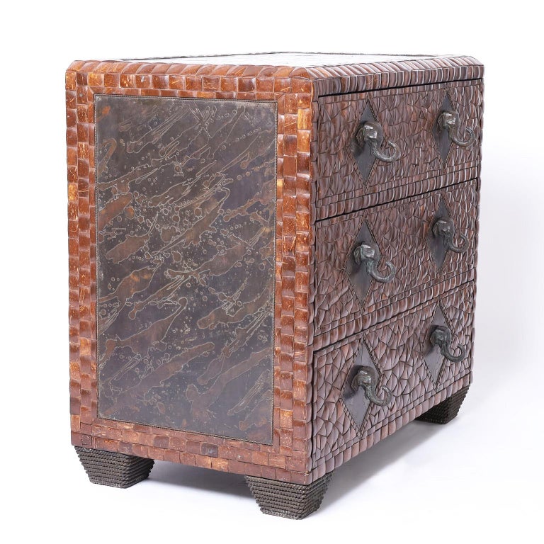 Pair of Mid Century Maitland Smith Coconut Shell Chests of Drawers For ...