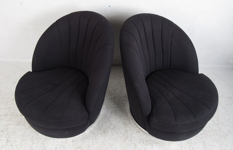 Pair of Midcentury Milo Baughman Clam Shell Swivel Lounge Chairs For ...