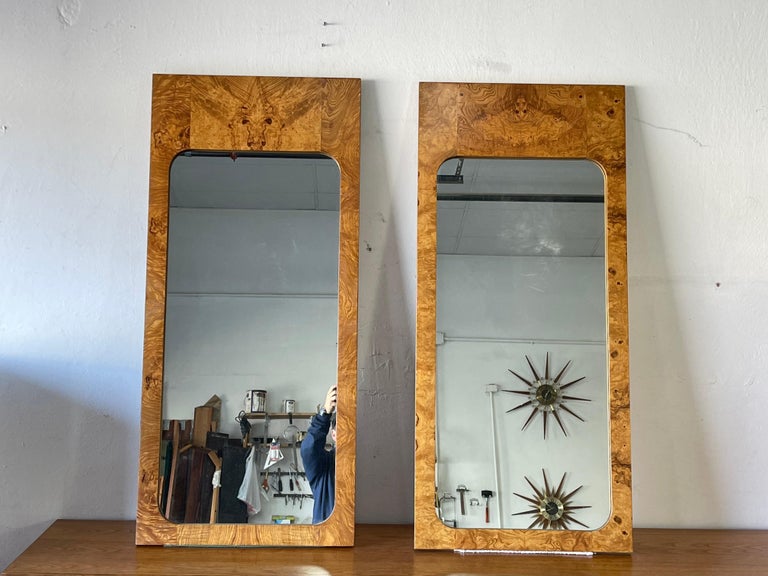 Pair of Midcentury Milo Baughman Style Roland Carter for Lane Burl Wood ...