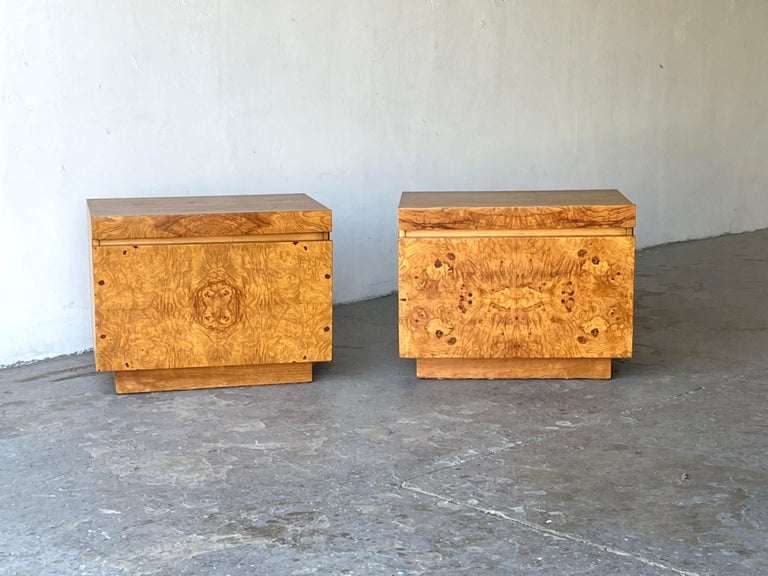 Pair of Midcentury Milo Baughman Style Roland Carter Lane Burl Wood ...
