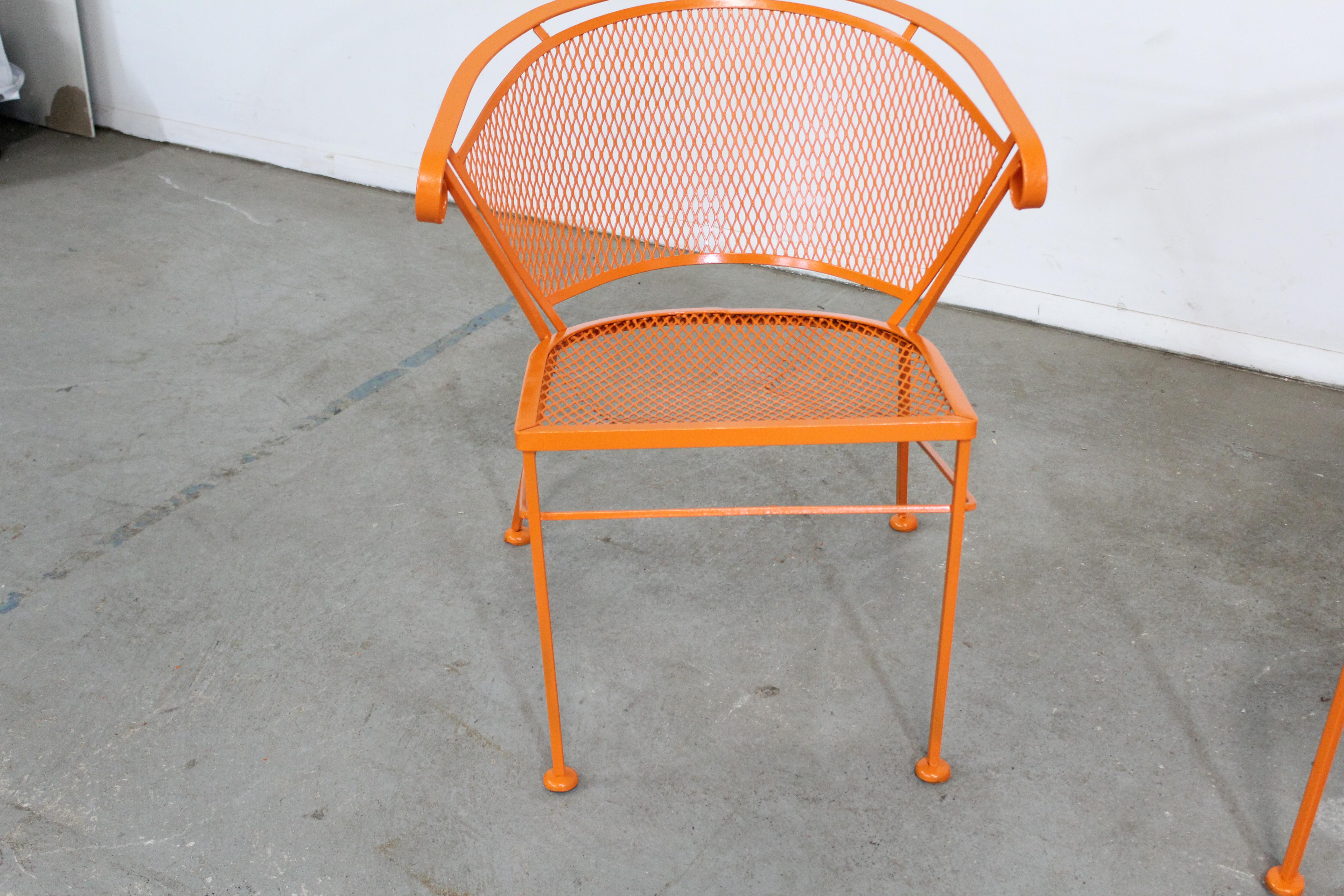 Pair of Mid-Century Modern Atomic Orange Outdoor Metal Curved Back ...