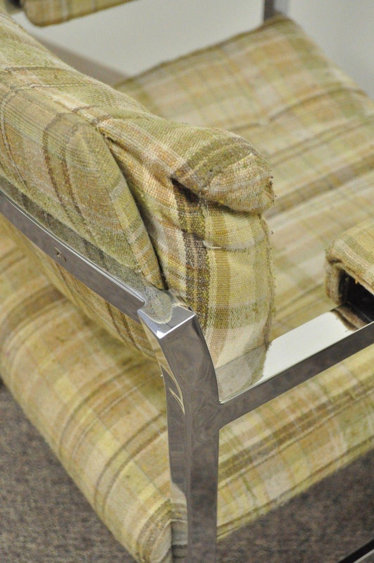 Pair of Mid-Century Modern Baughman Chrome Floating Arm Lounge Chairs ...