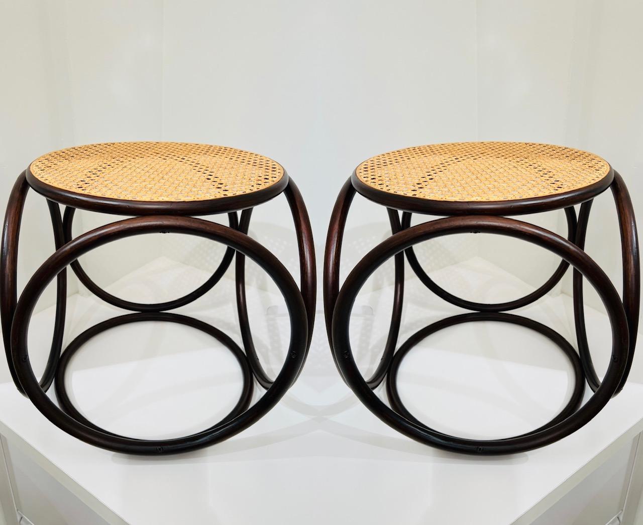 Pair of Mid-Century Modern Bentwood and Cane Minimalist Side Tables at ...