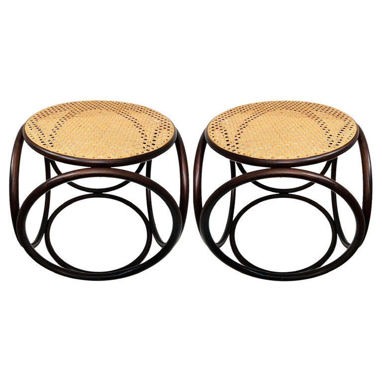 Pair of Mid-Century Modern Bentwood and Cane Minimalist Side Tables For ...