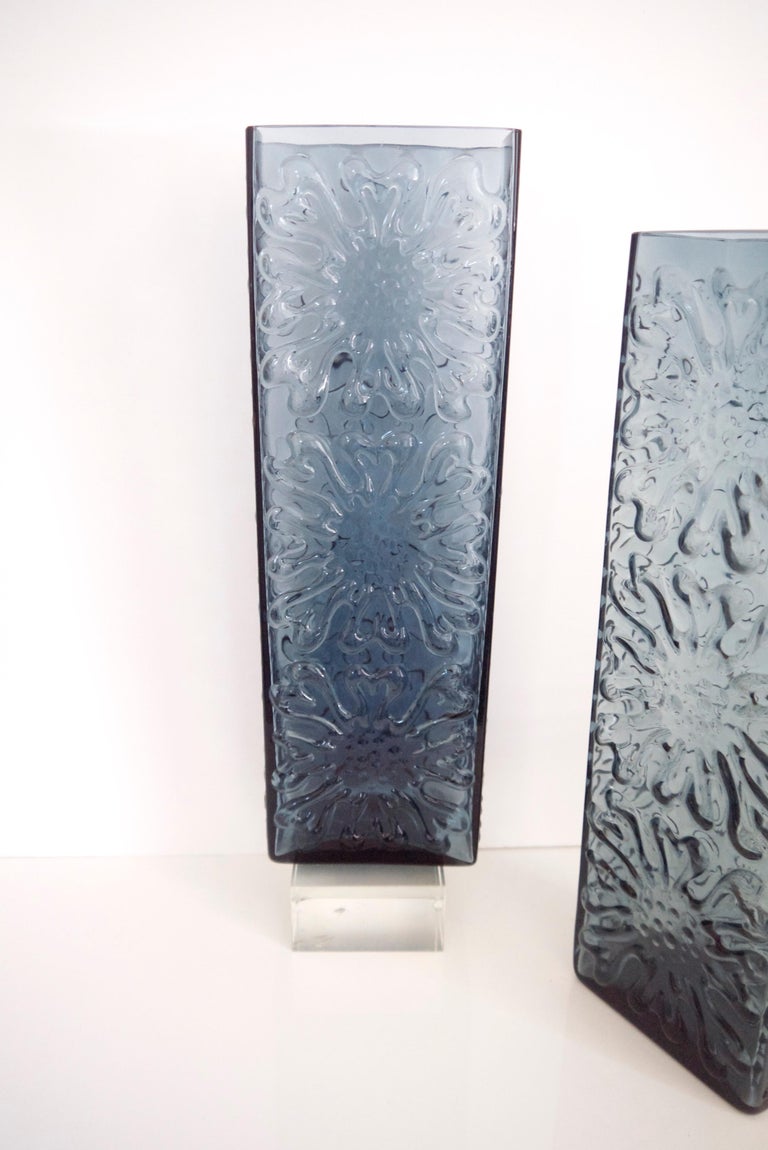 Pair of Mid-Century Modern Blenko Moulded Glass Vases from 1966, Wayne ...