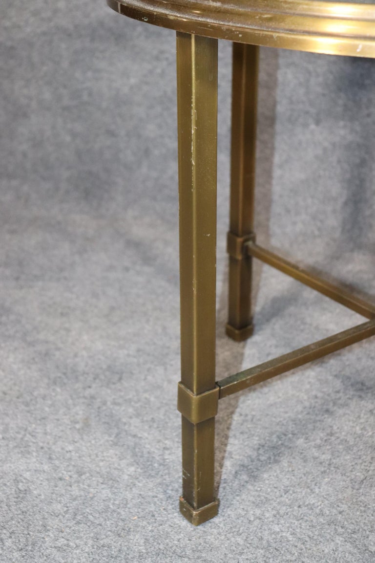 Pair of Mid-Century Modern Brass and Glass Mastercraft Style Round End ...