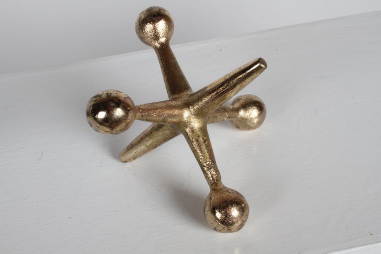 Pair of Mid-Century Modern Brass Jacks Bookends in the Style of Bill ...