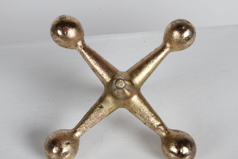 Pair of Mid-Century Modern Brass Jacks Bookends in the Style of Bill ...