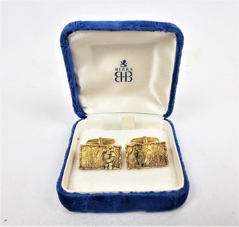 Pair of Mid-Century Modern Brutalist Styled 18 Karat Yellow Gold ...