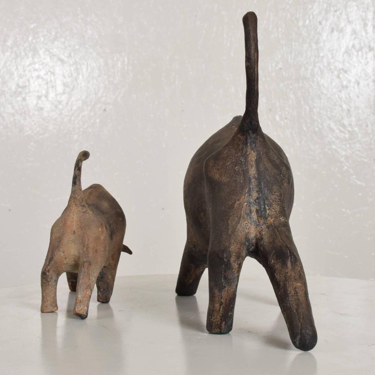 Pair of Mid-Century Modern Bull Table Sculptures, Iron, Japan at 1stDibs