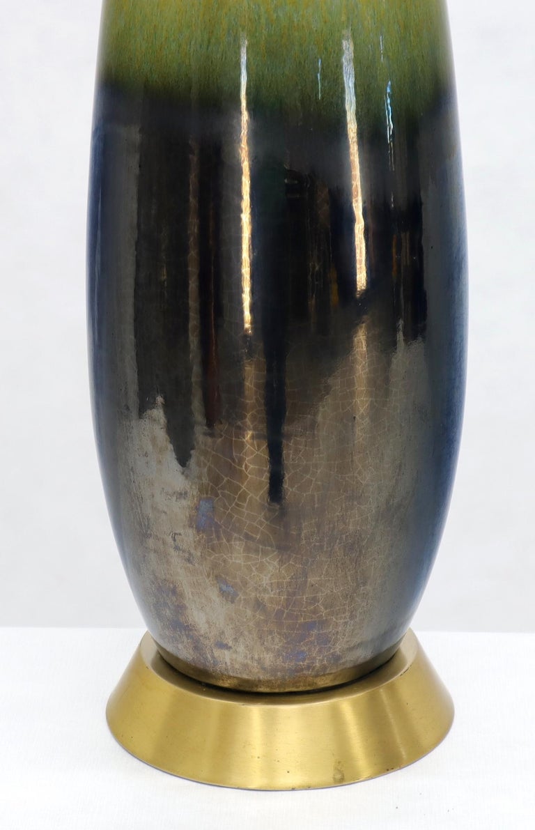 Pair of Mid-Century Modern Bullet Shape Glazed Pottery Table Lamps at ...