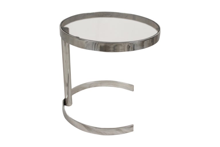 Pair of Mid-Century Modern Chrome Side Tables with Smoked Glass at ...