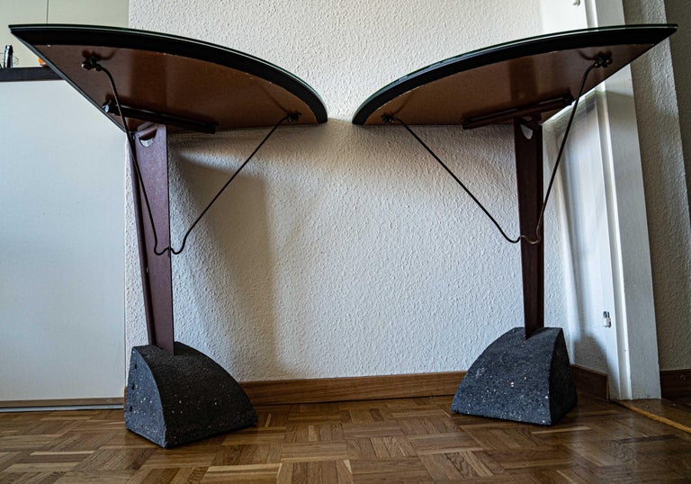 Pair of Mid-Century Modern Corner Console Tables For Sale at 1stDibs