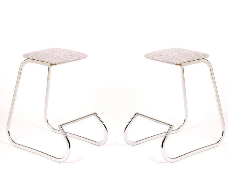 Pair of Mid-Century Modern Counter Stools in Embossed Wool, 1960s at ...