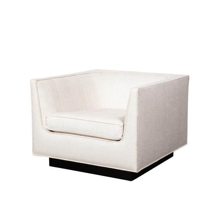 Pair of Mid-Century Modern Cube Club Chairs in Pearlescent Holly Hunt ...