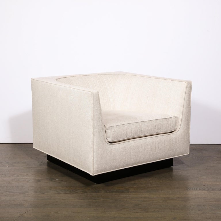 Pair of Mid-Century Modern Cube Club Chairs in Pearlescent Holly Hunt ...