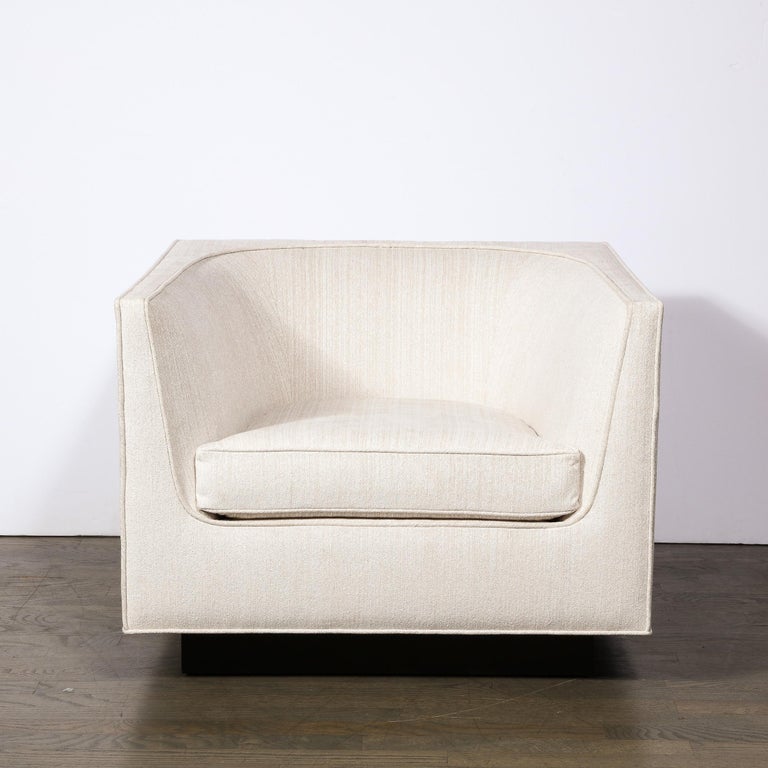 Pair of Mid-Century Modern Cube Club Chairs in Pearlescent Holly Hunt ...