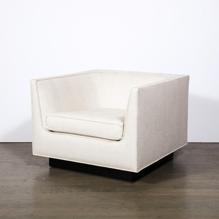 Pair of Mid-Century Modern Cube Club Chairs in Pearlescent Holly Hunt ...