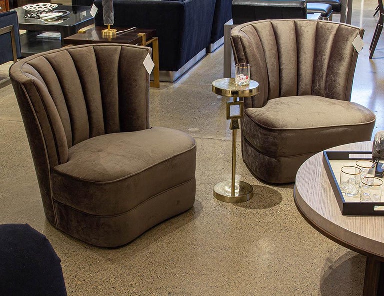 Pair of Mid-Century Modern Curved Channel Back Lounge Chairs For Sale ...