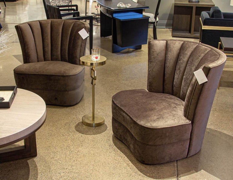 Pair of Mid-Century Modern Curved Channel Back Lounge Chairs For Sale ...