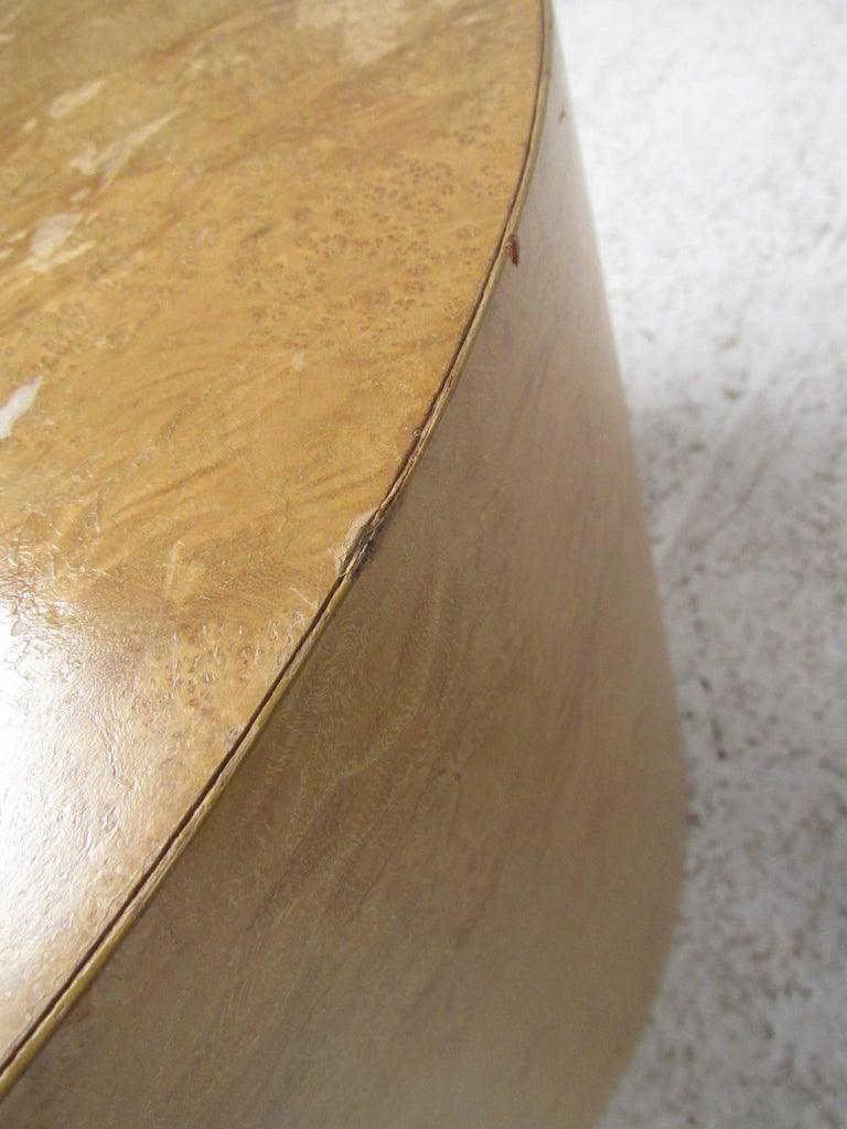 Pair of Mid-Century Modern Cylinder End Tables in Burl Finish For Sale ...