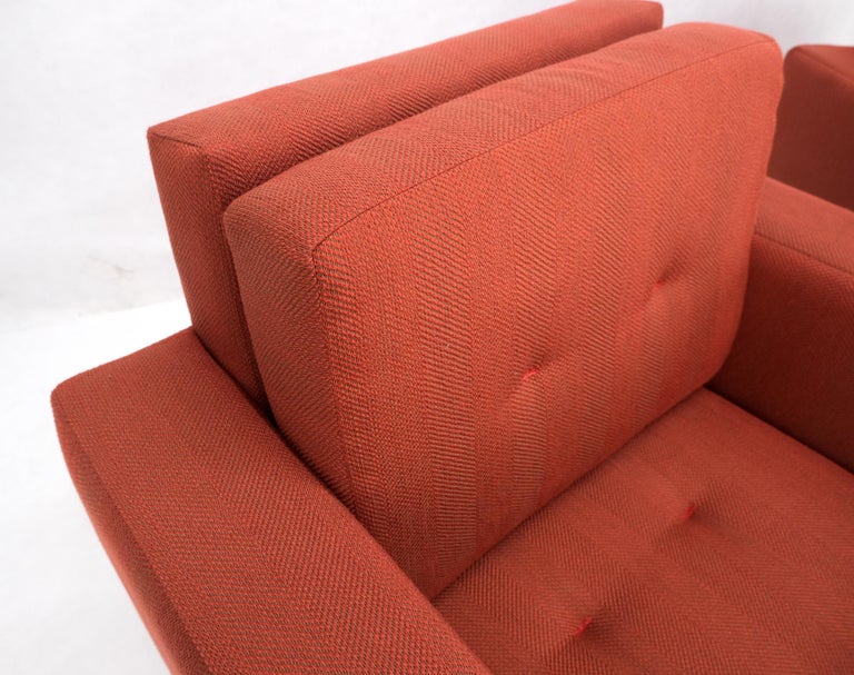 Pair of Mid-Century Modern Deep Seats Lounge Club Chairs Wood Arms Mint ...