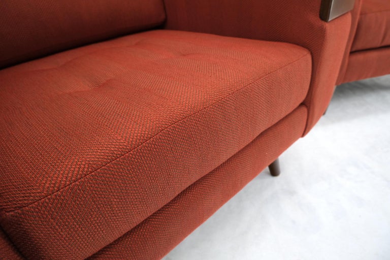 Pair of Mid-Century Modern Deep Seats Lounge Club Chairs Wood Arms Mint ...