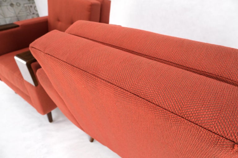 Pair of Mid-Century Modern Deep Seats Lounge Club Chairs Wood Arms Mint ...