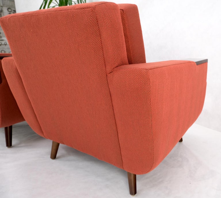 Pair of Mid-Century Modern Deep Seats Lounge Club Chairs Wood Arms Mint ...