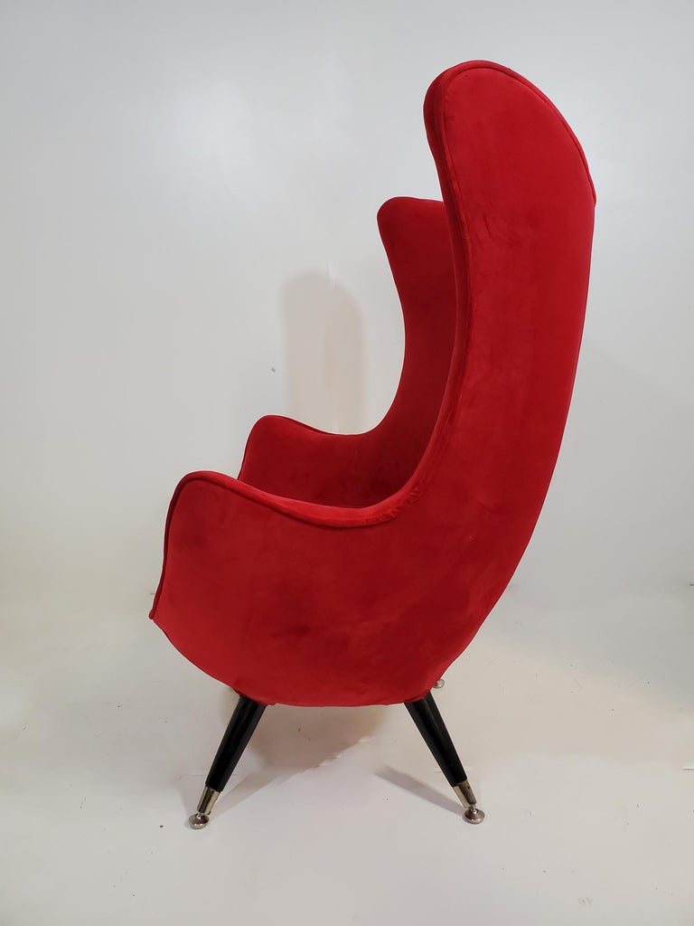 Pair of Mid-Century Modern Egg Chairs with Unusual Wood + Nickel Legs ...